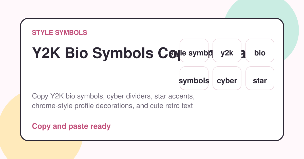Y2K Bio Symbols Copy and Paste | Cyber, Star, Chrome